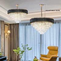 China Luxury Round LED Chandelier Lights 3000K Living Room Crystal Chandelier Lighting for sale