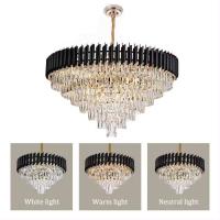 China Luxury Round LED Chandelier Lights 3000K Living Room Crystal Chandelier Lighting for sale