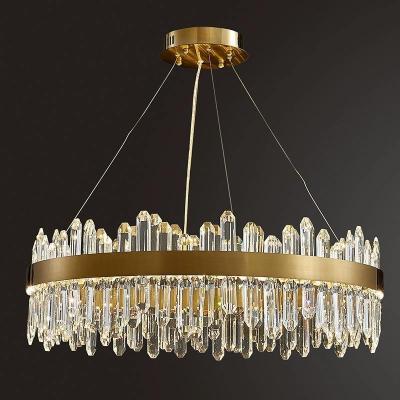 China Large Luxury Gold Crystal Chandelier Floor Lamp , Round LED Pendant Lights for sale