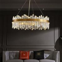 China Large Luxury Gold Crystal Chandelier Floor Lamp , Round LED Pendant Lights for sale