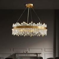 China Large Luxury Gold Crystal Chandelier Floor Lamp , Round LED Pendant Lights for sale