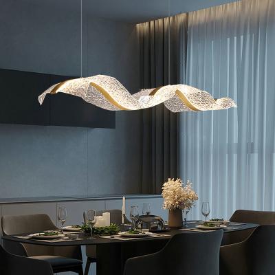China Streamer Shape Modern LED Acrylic Chandelier Light , Luxury LED Pendent Lamp for sale