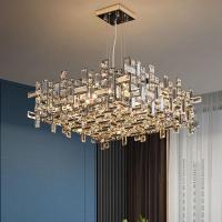 China Minimalist Crystal Living Room Chandelier High End Luxury Villa LED Pendant Light for sale