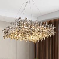 China Minimalist Crystal Living Room Chandelier High End Luxury Villa LED Pendant Light for sale