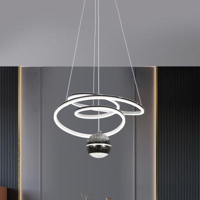 China Factory Luxury Lustre Tri-Color Dimmable Remote Chandelier Pendant Lighting Fixture for Dining Room 2025 for sale