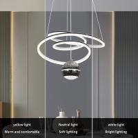 China Factory Luxury Lustre Tri-Color Dimmable Remote Chandelier Pendant Lighting Fixture for Dining Room 2025 for sale