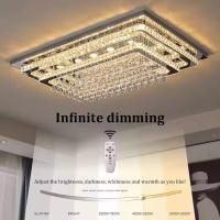 China Crystal Modern Rectangular Ceiling Light ,  LED Ceiling Lamp Remote Control for sale