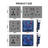 China Hot Selling Nordic Grey 13A UK Standard Wall Switch Socket Universal USB Electrical Socket Light Switch 1gang 2way for sale
