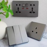China Hot Selling Nordic Grey 13A UK Standard Wall Switch Socket Universal USB Electrical Socket Light Switch 1gang 2way for sale