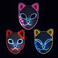 China Halloween Demon Slayer Japanese Anime LED Face Mask Light Up For Cosplay for sale