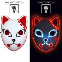 China Halloween Demon Slayer Japanese Anime LED Face Mask Light Up For Cosplay for sale