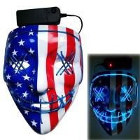 China American Flag Pattern Halloween LED Face Mask 3 Flashing Modes for sale
