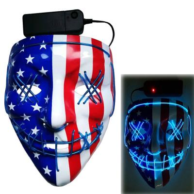 China American Flag Pattern Halloween LED Face Mask 3 Flashing Modes for sale