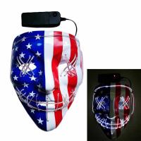 China American Flag Pattern Halloween LED Face Mask 3 Flashing Modes for sale