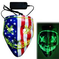 China American Flag Pattern Halloween LED Face Mask 3 Flashing Modes for sale