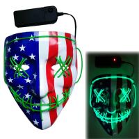 China American Flag Pattern Halloween LED Face Mask 3 Flashing Modes for sale