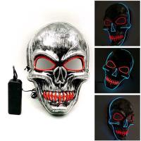 China Skull Scary Light Up Halloween LED Face Mask Adjustable For Adults for sale