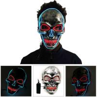 China Skull Scary Light Up Halloween LED Face Mask Adjustable For Adults for sale