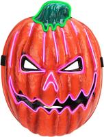 China Halloween Pumpkin Light Up Face Mask With Adjustable Rubber Bands for sale