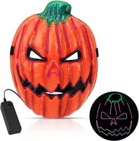 China Halloween Pumpkin Light Up Face Mask With Adjustable Rubber Bands for sale