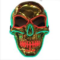 China Halloween Scary Skeleton Light Up Full Face Mask Glowing In The Dark  Adults Gold for sale