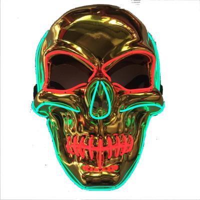 China Halloween Scary Skeleton Light Up Full Face Mask Glowing In The Dark  Adults Gold for sale