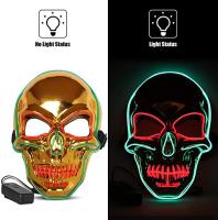 China Halloween Scary Skeleton Light Up Full Face Mask Glowing In The Dark  Adults Gold for sale