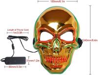 China Halloween Scary Skeleton Light Up Full Face Mask Glowing In The Dark  Adults Gold for sale
