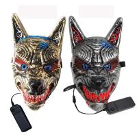 China Wolf Animal Scary Halloween LED Face Mask For Men Women Glowing In The Dark for sale