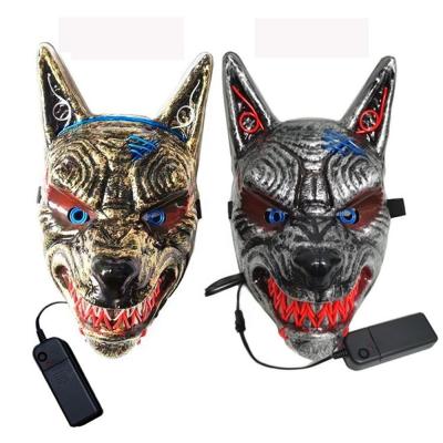 China Wolf Animal Scary Halloween LED Face Mask For Men Women Glowing In The Dark for sale