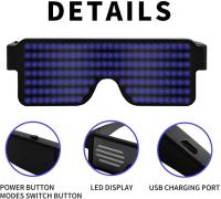 China USB Rechargeable LED Display Glasses With 11 Patterns 180mAh Battery for sale