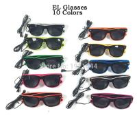 China Neon Wire Black Lens Luminous LED Glasses With 2AA Battery Pack for sale
