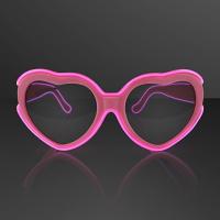 China Heart Shape Luminous LED Glasses Neon EL Wire Light Glowing Pink Girls Women for sale