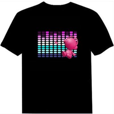 China Flashing Glowing Sound Activated LED T Shirt 2xAAA for sale