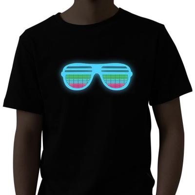 China Luminous Sound Activated LED T Shirt Flashing Black Short Sleeve for sale