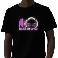China Round Neck Sound Activated LED T Shirt Short Sleeve For Summer for sale
