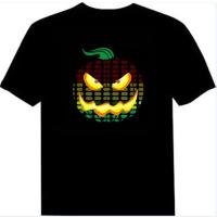 China Voice Control Light Up LED T Shirt 100% Cotton Round Neck For Adults for sale