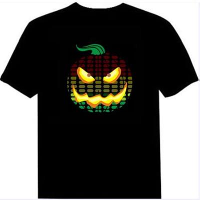 China Voice Control Light Up LED T Shirt 100% Cotton Round Neck For Adults for sale
