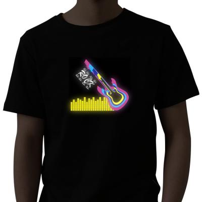 China Light Up Music Activated T Shirt With EL Panel Couple for sale