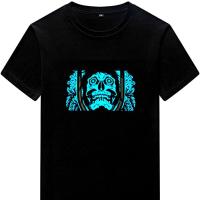 China Audio Control Light Up LED T Shirt Wireless Music Flashing Black for sale