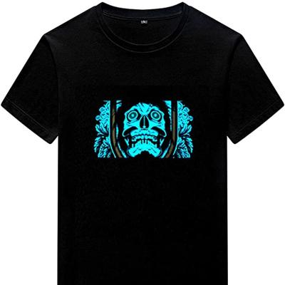 China Audio Control Light Up LED T Shirt Wireless Music Flashing Black for sale