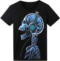 China Music Light Up LED T Shirt With Silk Screen Printing Pattern Skeleton for sale
