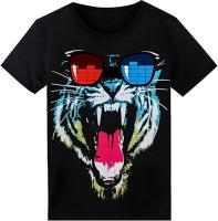 China Sound Sensor Flashing LED T Shirt With Fashion Printing For Adults for sale