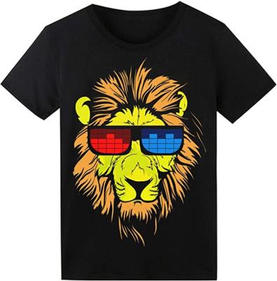 China Sound Control LED Light Up T Shirt 100% Cotton Washable For Couple for sale