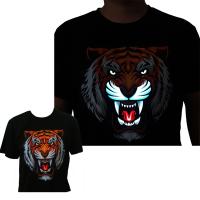 China LED Light Up T Shirt With Tiger Patter 3 Flashing Modes Luminous For Party DJ Nightclub for sale