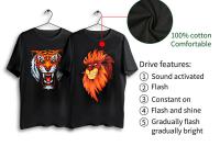 China LED Light Up T Shirt With Tiger Patter 3 Flashing Modes Luminous For Party DJ Nightclub for sale