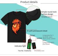 China Couple LED Flashing T Shirt With Lion Pattern Unisex 100% Cotton for sale