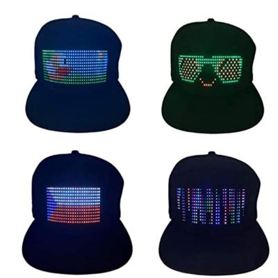 China Black Bluetooth LED Hat With Display Programmable Mobile App Control for sale
