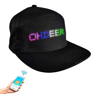 China Editing LED Display Hat With Bluetooth App Control Rechargeable Black for sale