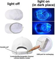 China Luminous Glowing Lights White LED Baseball Caps With 7 Colors for sale